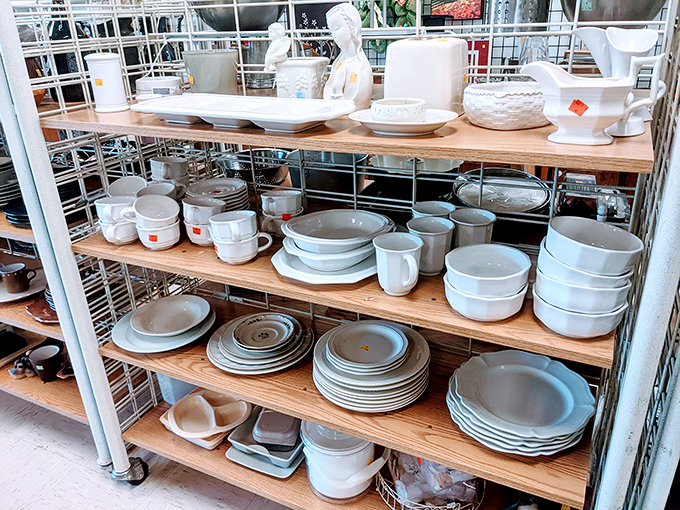 White dishware heaven&mdash;where mismatched becomes "eclectic collection" and dinner parties get an affordable upgrade.