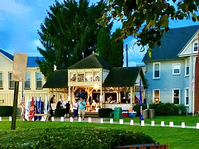 Community gatherings like this evening event bring neighbors together under twinkling lights. Some towns have block parties; Lock Haven has magical nights.