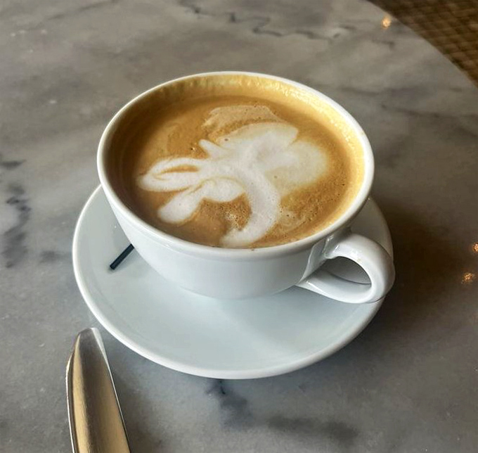 Coffee elevated to art form with foam that's practically showing off. The perfect companion to people-watching or deep conversation.