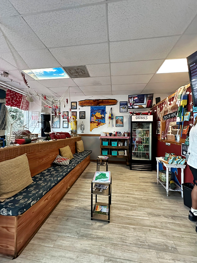 The waiting area doubles as a mini maritime museum, with bench seating that invites you to slow down and embrace coastal time.
