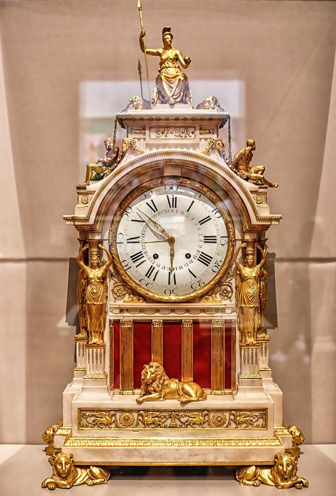 This Louis XVI clock doesn't just tell time &ndash; it flaunts it with the confidence of someone who knows they're the best-dressed timepiece in the room.