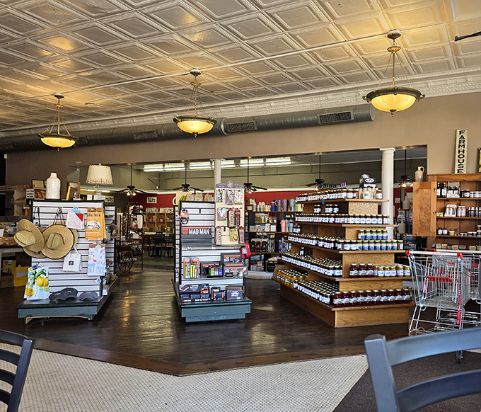 Market 50's interior whispers "general store" but with better lighting and actual organization.