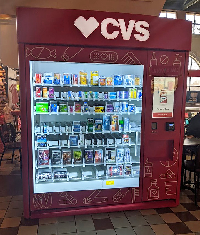 Even the CVS vending machine understands shopping emergencies. Headache from too many good deals? There's a remedy for that.