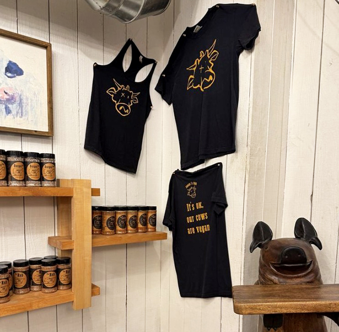 Wear your meat loyalty with pride. That pig shirt saying "It's ok, our cows are tough" is the barbecue equivalent of high fashion.