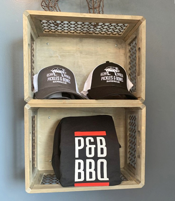 Even the merchandise display shows barbecue pride&mdash;trucker hats and tees that let you broadcast your excellent taste in smoked meats.