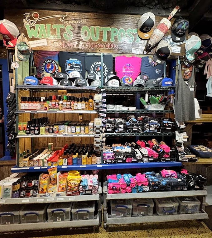 "Walt's Outpost" isn't just a gift shop; it's where you buy tangible memories of that grouper sandwich that changed your life forever.