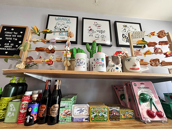 The merchandise shelf isn't just selling mugs and trinkets; it's offering take-home reminders that joy exists in the world.