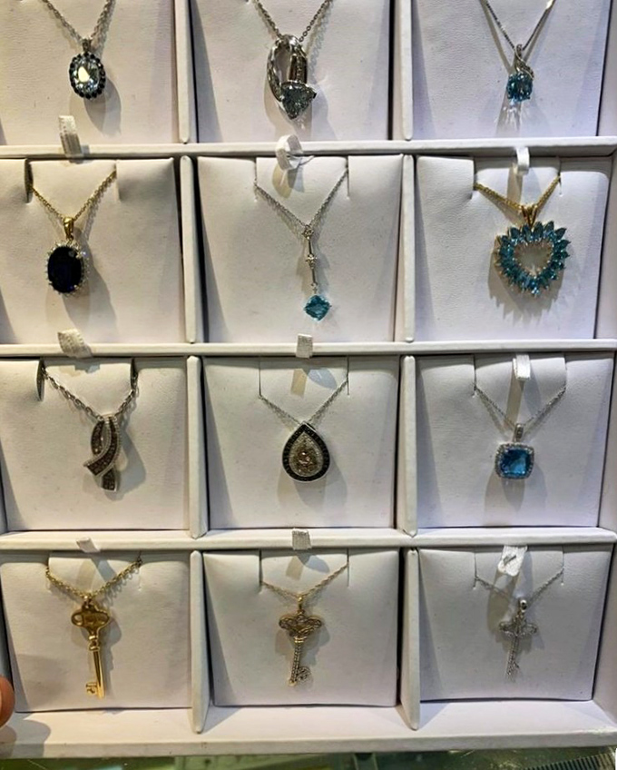 Jewelry displayed with the care of a fine boutique but priced for mere mortals&mdash;each necklace promising to be that conversation piece you've been searching for.