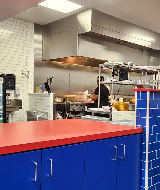 The open kitchen isn't just for show&mdash;it's a stage where sandwich artists perform their craft. Every sizzle and flip builds anticipation for what's to come.