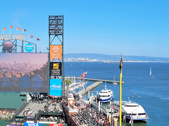 This image appears to be of Oracle Park in San Francisco, not Kingsburg. A reminder that big-city attractions are within day-trip distance.