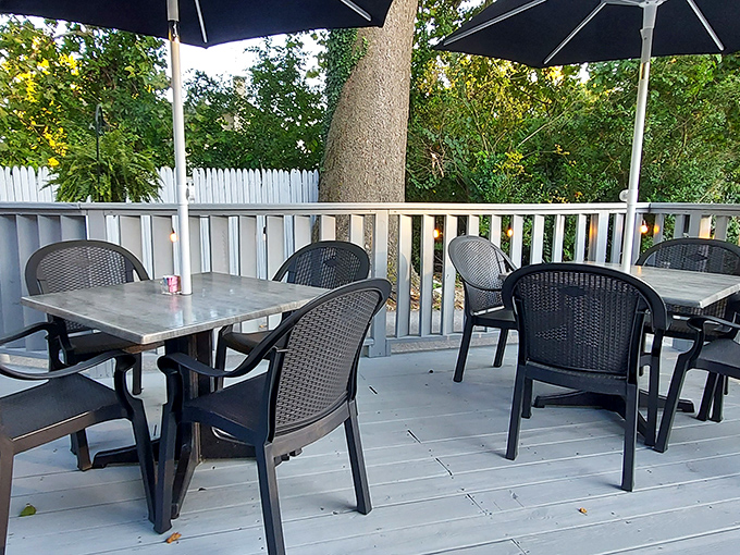 The outdoor patio offers a breath of fresh air without sacrificing an ounce of the restaurant's charm.
