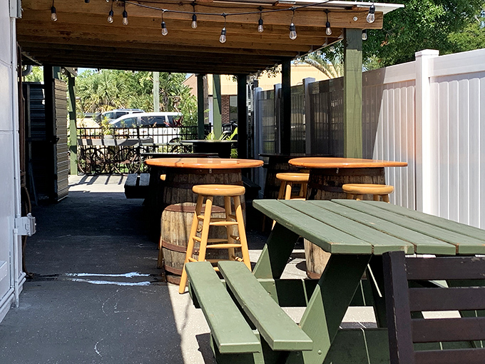 The outdoor patio offers fresh air with your fresh barbecue &ndash; because sometimes paradise needs a breeze.