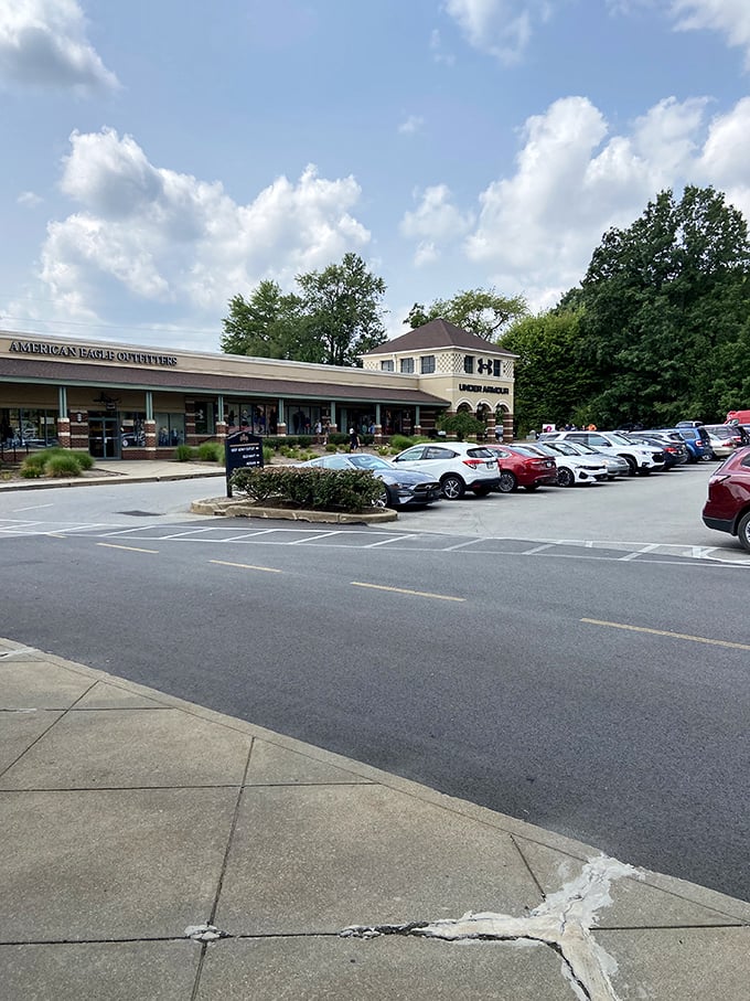 The parking lot&mdash;a sea of license plates that tells the story of just how far people will drive for a good deal.