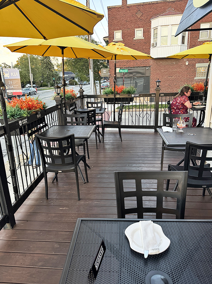 The patio offers al fresco dining under cheerful yellow umbrellas&mdash;the perfect stage for your own personal Lady and the Tramp moment.