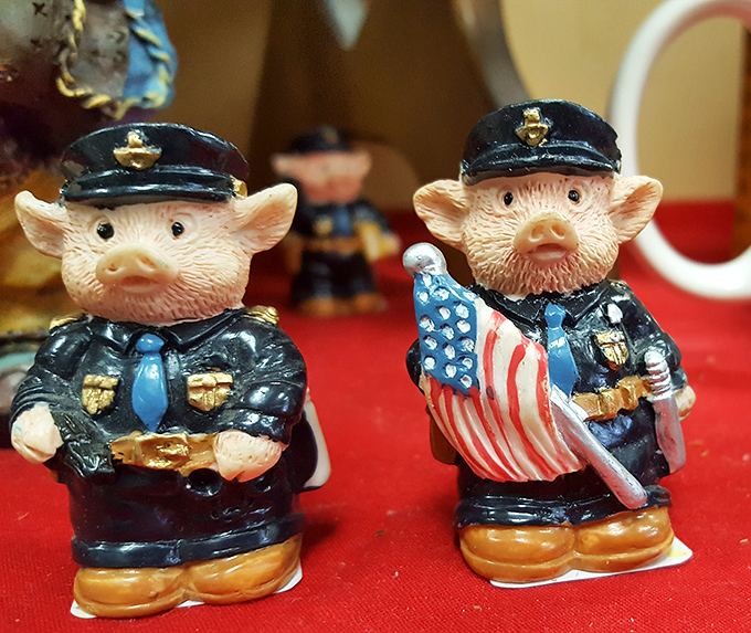 These uniformed piggy officers stand ready to protect your knick-knack shelf with porcine authority. Possibly the most adorable law enforcement you'll ever meet.