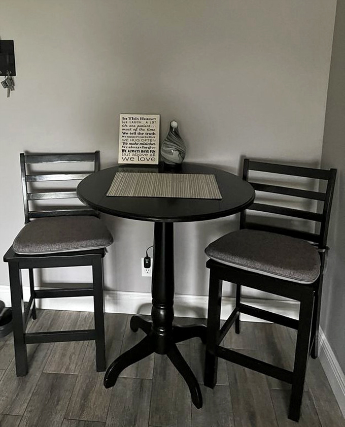 This bistro set screams "morning coffee spot" with minimal screaming at your wallet. Simple, elegant, and priced to move.