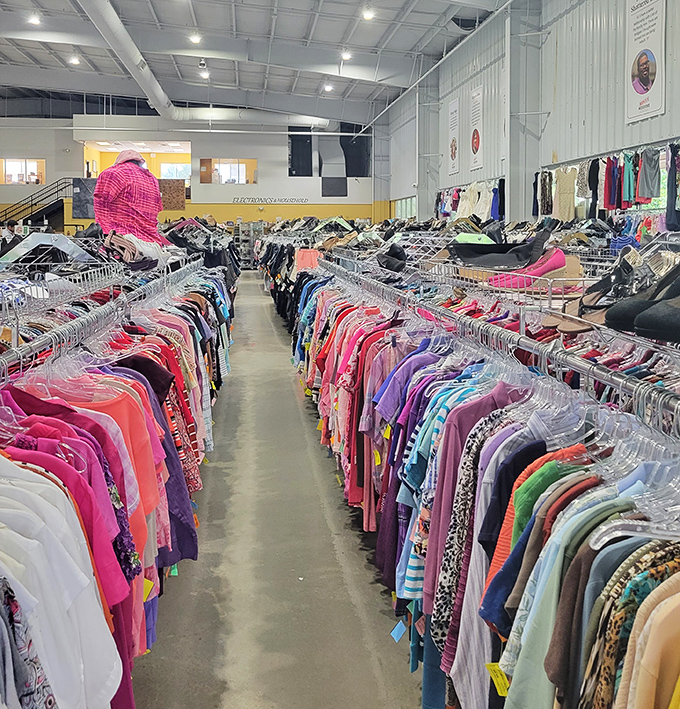 The clothing canyon &ndash; where patience rewards with hidden gems. That designer label might be hiding between two ordinary tees.