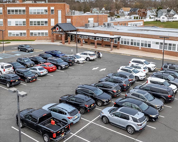 Even school buildings in Red Bank maintain that classic brick charm, where education happens against a backdrop of neighborhood tradition.