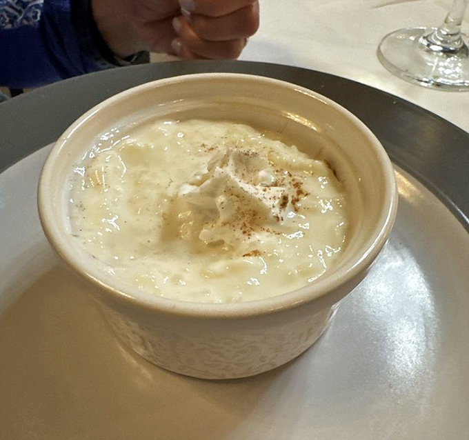 Rice pudding that's creamy, dreamy, and dusted with cinnamon—comfort in a cup that makes you feel like everything's going to be alright.