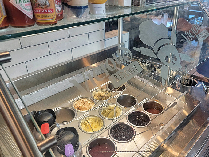 An impressive array of house-made sauces and spreads awaits adventurous palates seeking flavor enhancement options.