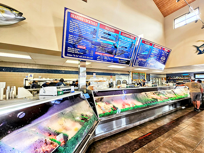 Where the day's catch meets its destiny. These display cases are like aquatic jewelry boxes, only the gems are edible.