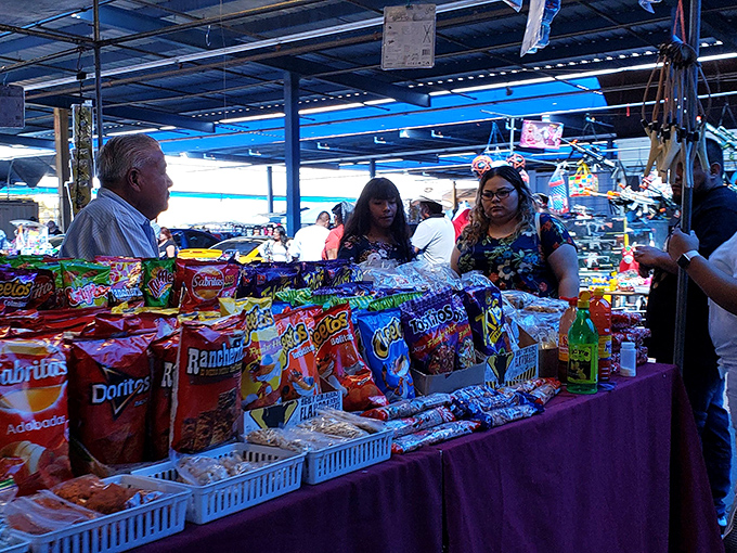 Weekend shoppers navigate the aisles, each on their own personal treasure hunt mission.