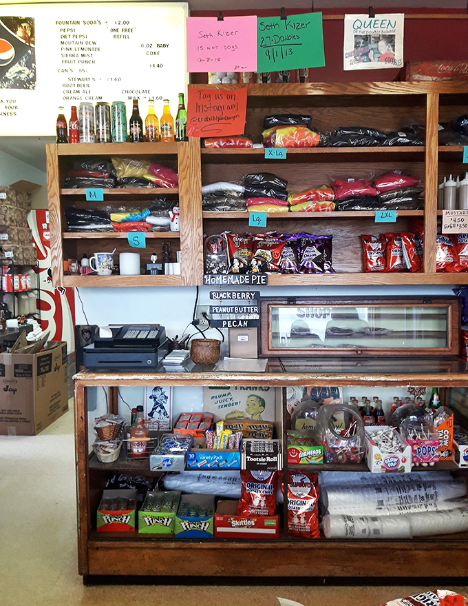 The snack shelves at Crabill's are like a museum of American munchies, with homemade pies stealing the spotlight from their packaged neighbors.