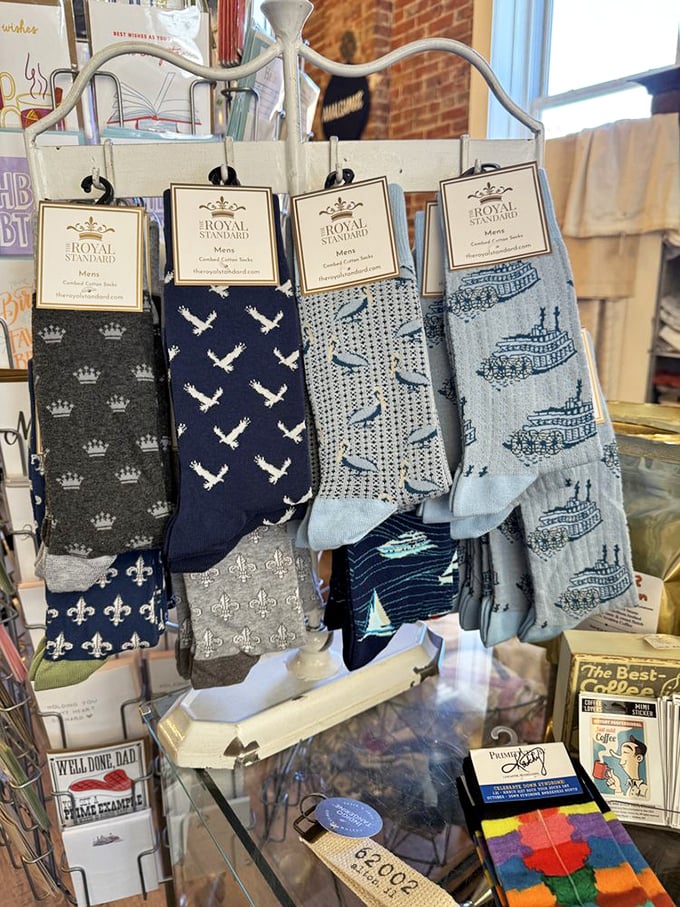 Men's socks with whimsical patterns &ndash; because even in the 1950s, ankles were where gentlemen could express themselves.