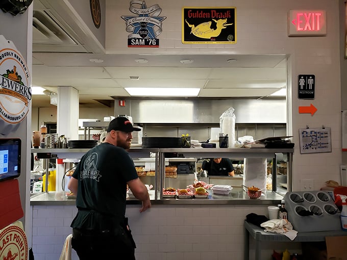 Where burger magic happens&mdash;the open kitchen lets you witness the choreography of grill masters at work.