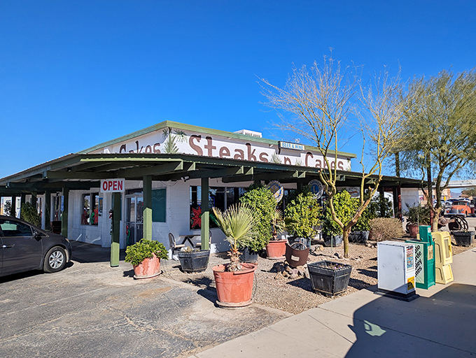 Steaks 'n Cakes restaurant embodies Blythe's unpretentious dining scene, where hearty meals come with a side of desert charm and reasonable prices.