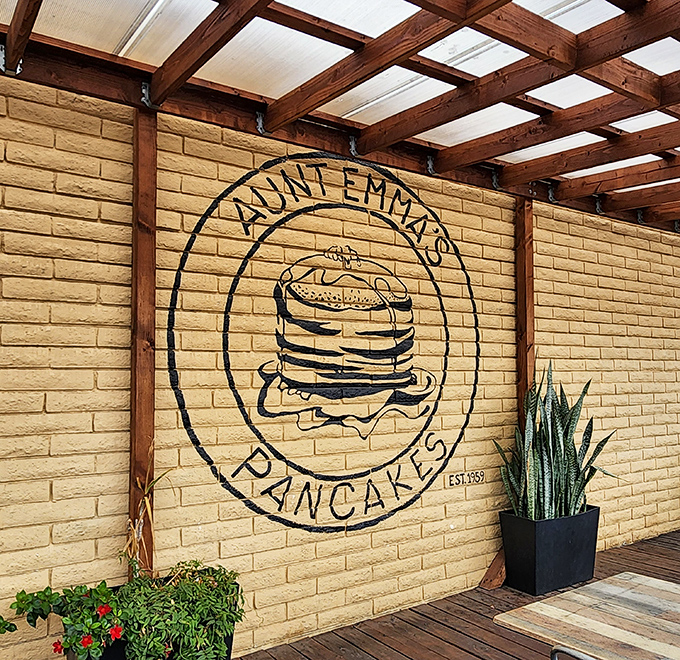 The logo that launched a thousand breakfasts. Painted proudly on yellow brick, this stack of pancakes has become a beacon for hungry Chula Vistans seeking morning comfort.