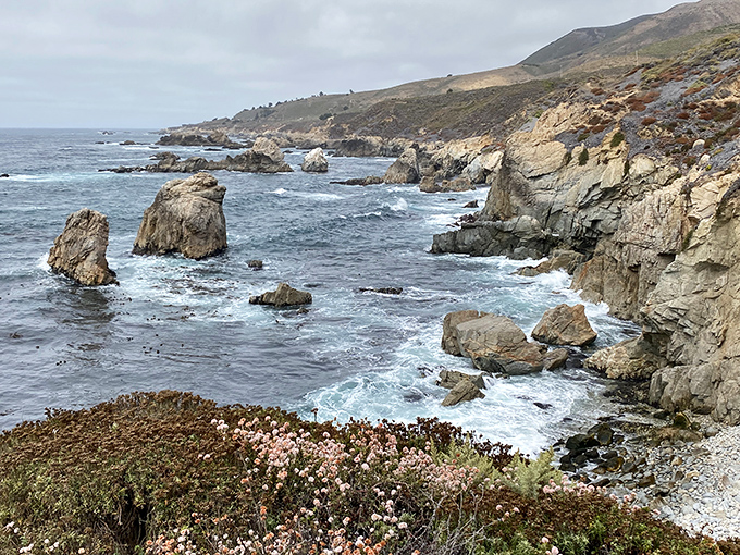 The Pacific crashes against ancient rocks in a performance that's been running longer than Broadway's entire history combined.