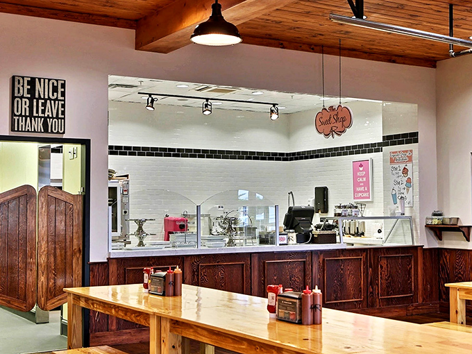 The Sweet Shop counter – where dessert isn't an option, it's a moral imperative after you've conquered mountains of savory perfection.