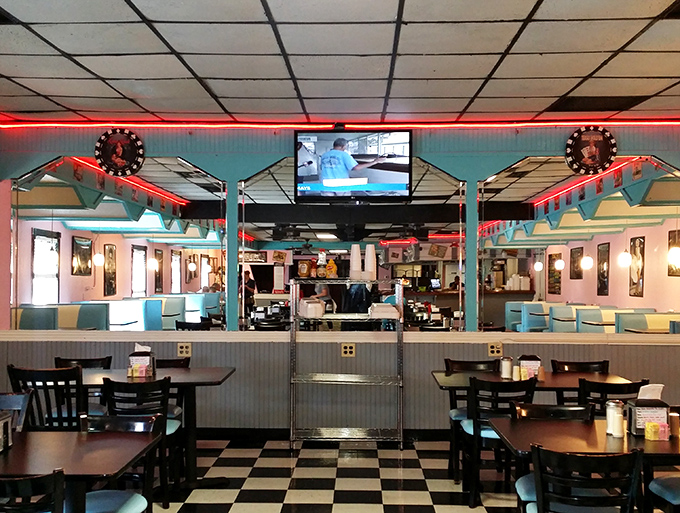 That classic diner TV&mdash;always showing something nobody's really watching, yet somehow essential to the ambiance as the neon lights.