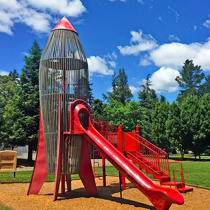 This rocket-shaped playground structure reaches for the sky, offering Ukiah's youngest residents a cosmic adventure without leaving town.