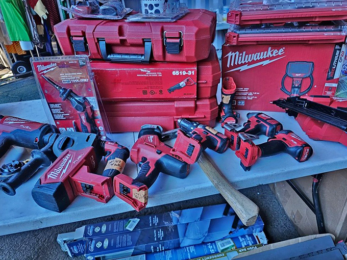 Milwaukee tools gleam with professional promise, ready to tackle projects both necessary and wonderfully ambitious.