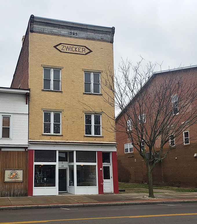 The Zwicker Building stands as a testament to preservation, its yellow brick facade a distinctive landmark on Circleville's streetscape.