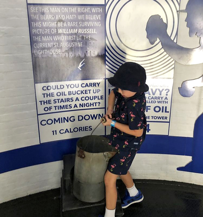 Interactive exhibits let visitors experience the lighthouse keeper's daily chores&mdash;turns out carrying oil buckets up 219 steps burns exactly 11 calories per trip!