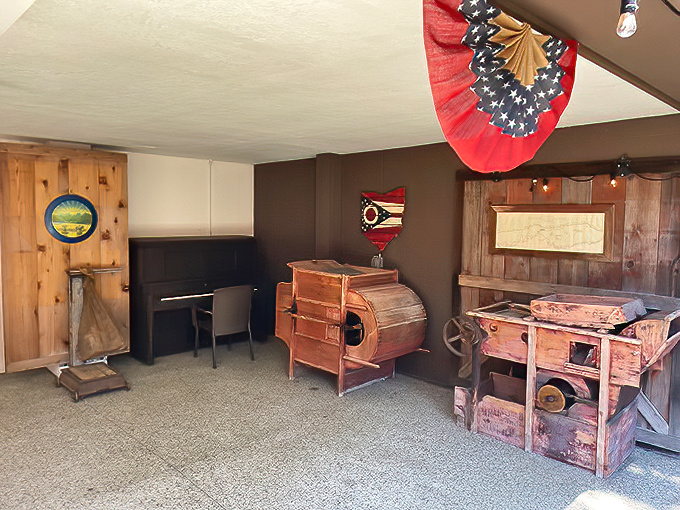 A museum corner showcases ice cream-making equipment from yesteryear, when "fast food" meant churning the ice cream a little quicker.