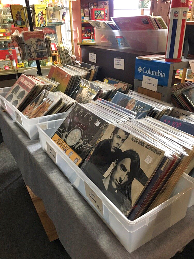 Vinyl record heaven where album art was king. Remember when choosing music meant commitment, not just clicking "skip" on Spotify?