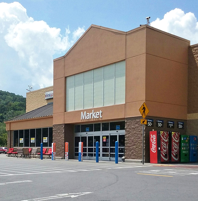 Even big-box retail gets the small-town treatment in Rogersville, where the local Walmart nestles into the landscape with the mountains as its backdrop.
