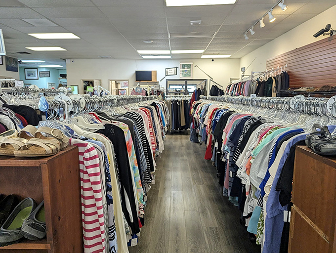 Women's clothing organized with department store precision but with thrift store prices&mdash;the best of both retail worlds.