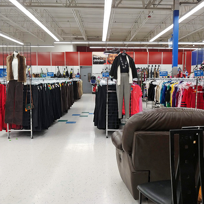 The women's clothing section offers a fashion time machine where vintage finds mingle with barely-worn contemporary pieces.