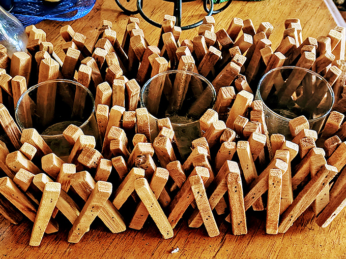 Wooden clothespins transformed into rustic decor. Someone's grandmother would call this "upcycling," someone's grandfather would call it "nonsense."