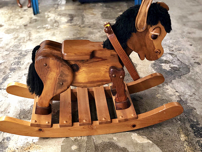Giddyup and save! This wooden rocking horse combines childhood nostalgia with craftsmanship that puts modern plastic toys to shame.