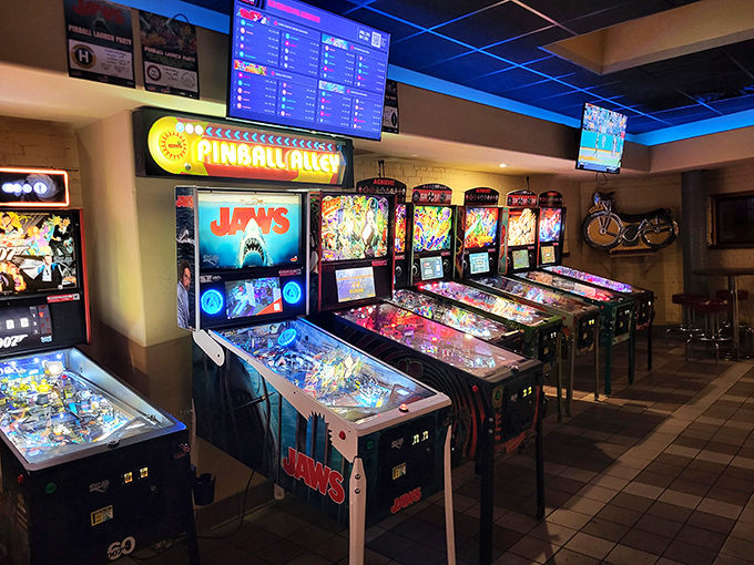 "Pinball Alley" offers nostalgic entertainment between bites, proving Blue Moon understands that great dining experiences feed more than just your stomach.