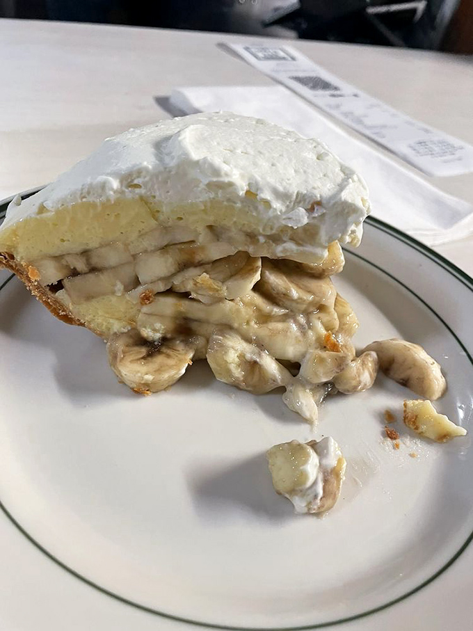 Banana cream pie that makes you want to write poetry. Those fresh banana slices nestled in custard under a cloud of whipped cream.