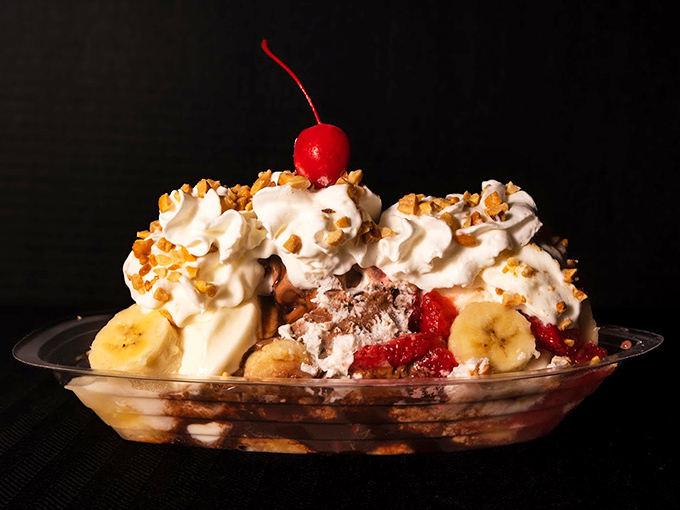 A banana split that doesn't know the meaning of restraint&mdash;where ice cream, fruit, whipped cream, and nuts come together in sweet, reckless abundance.