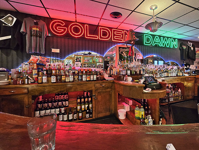 That neon glow calls to hungry souls like a lighthouse guides ships through stormy seas.