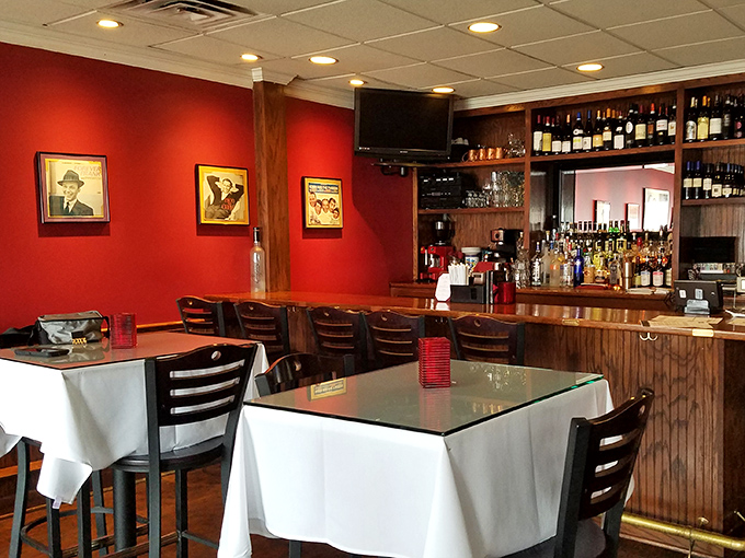 The bar area – where strangers become friends and "just one more glass" becomes the evening's motto.